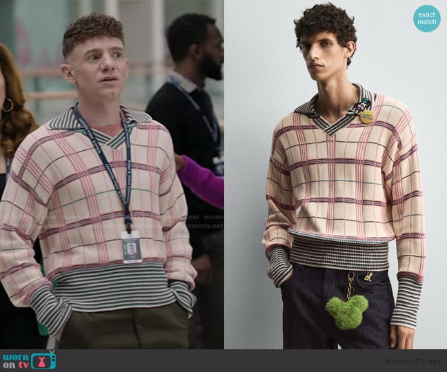 WornOnTV: Jacob’s pink plaid sweater on Abbott Elementary | Chris ...