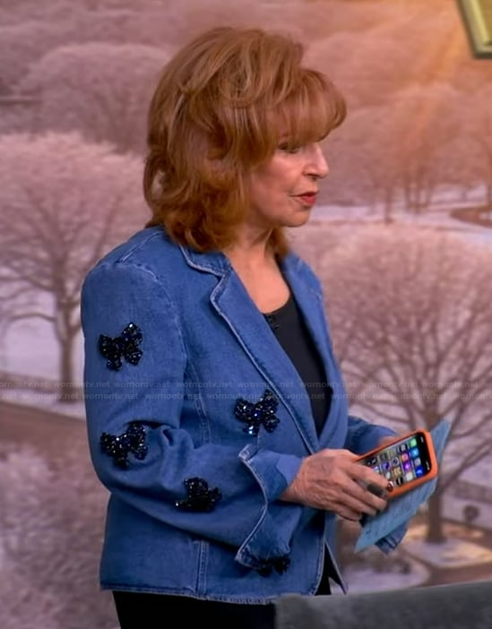 WornOnTV: Joy’s denim bow embellished blazer on The View | Joy Behar ...
