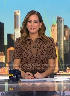 WornOnTV: Rebecca’s brown leopard polo top on Good Morning America | Dr ...